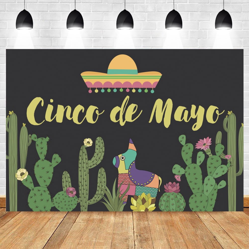 Mexico Cinco De Mayo Photography Backdrop May 5 Cactus Hat Guiter