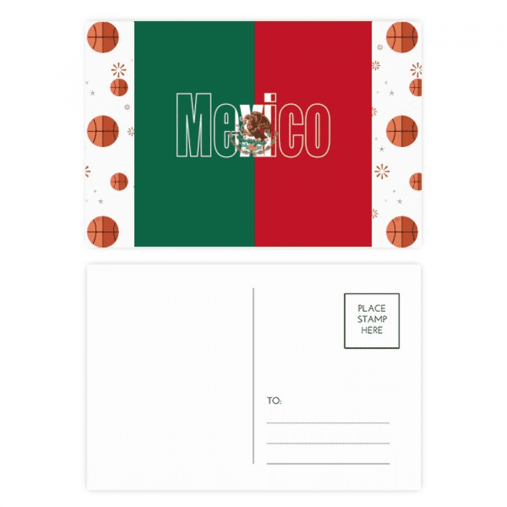Mexico Country Flag Name Art Deco Fashion Basketball Postcard Set ...