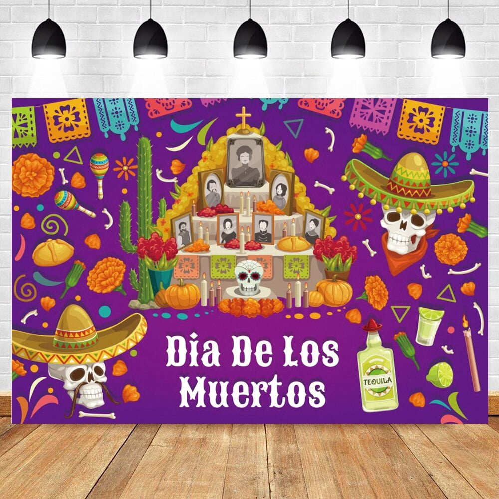 Mexico Day of the Dead Backdrop Sugar Skull Dancer Photography Background Dia DE Los Muertos ...