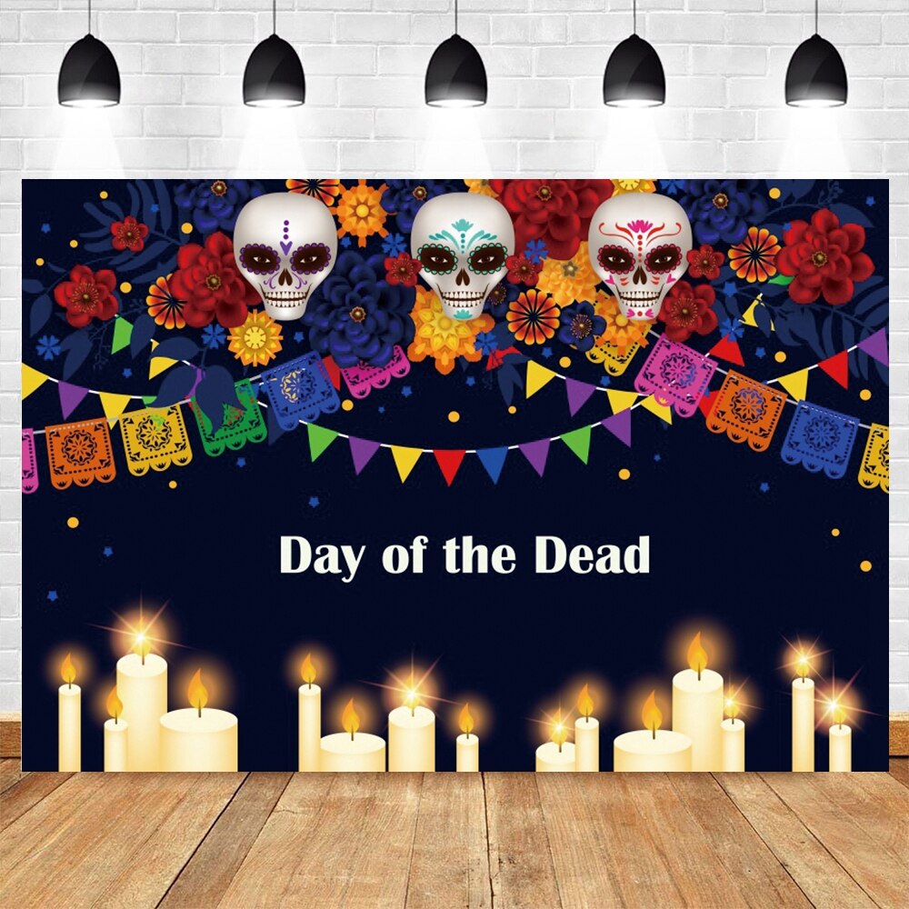 Mexico Day of the Dead Backdrop Sugar Skull Dancer Photography Background Dia DE Los Muertos ...