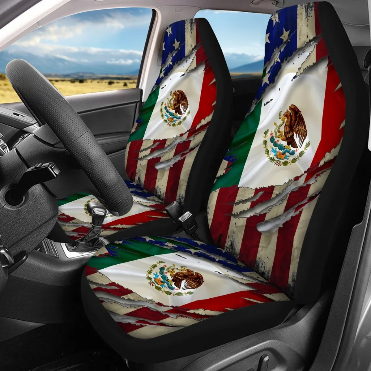 Mexico Emblem Pattern Auto Front Back Seat Cover Set Brand Design Easy ...