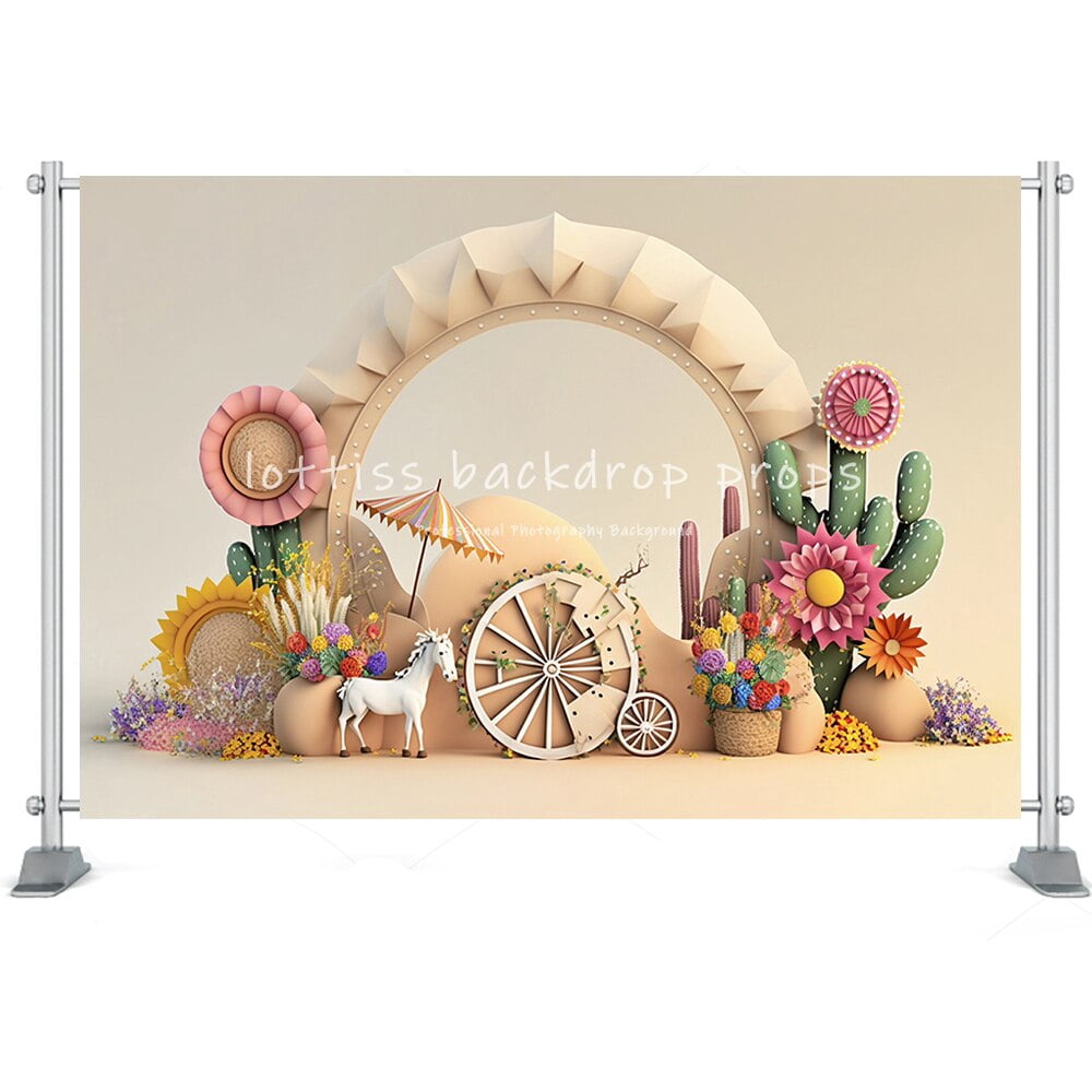 Mexico Fiesta Theme Photography Backdrop 3D Painting Summer Desert ...
