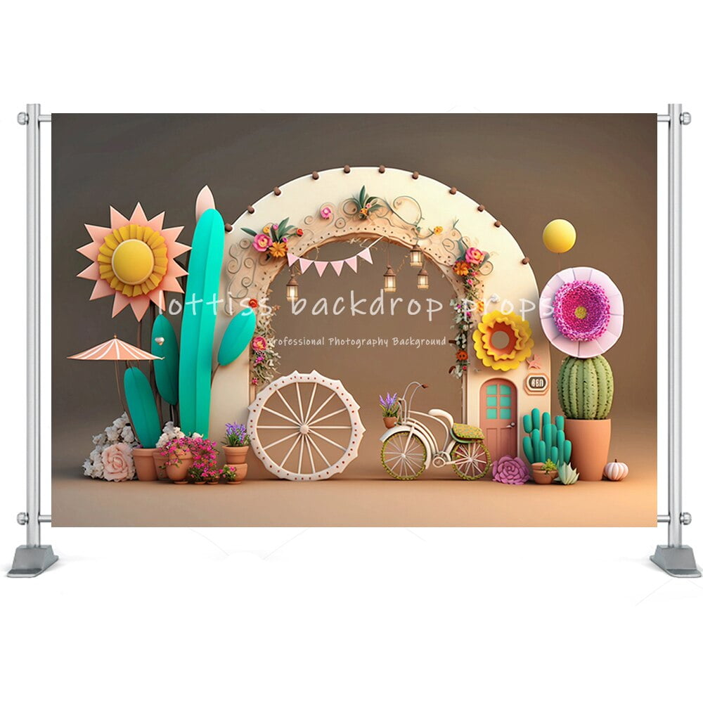 Mexico Fiesta Theme Photography Backdrop 3D Painting Summer Desert ...