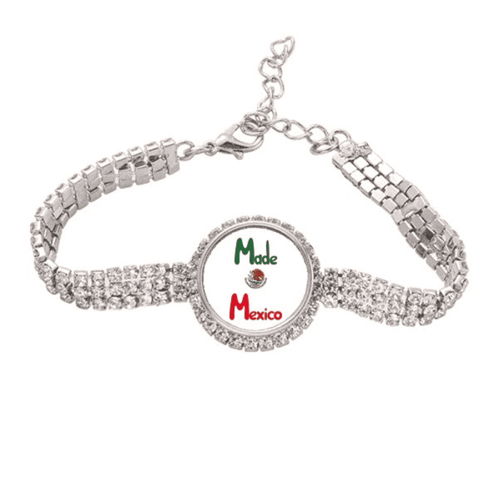 Mexico Flag Cactus Eagle Mexican Tennis Chain Anklet Bracelet Diamond ...
