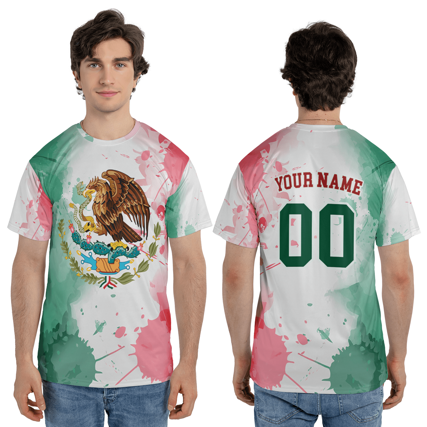 Mexico Flag Color Splash Art Graphic T-Shirt, Personalized Mexico Flag ...