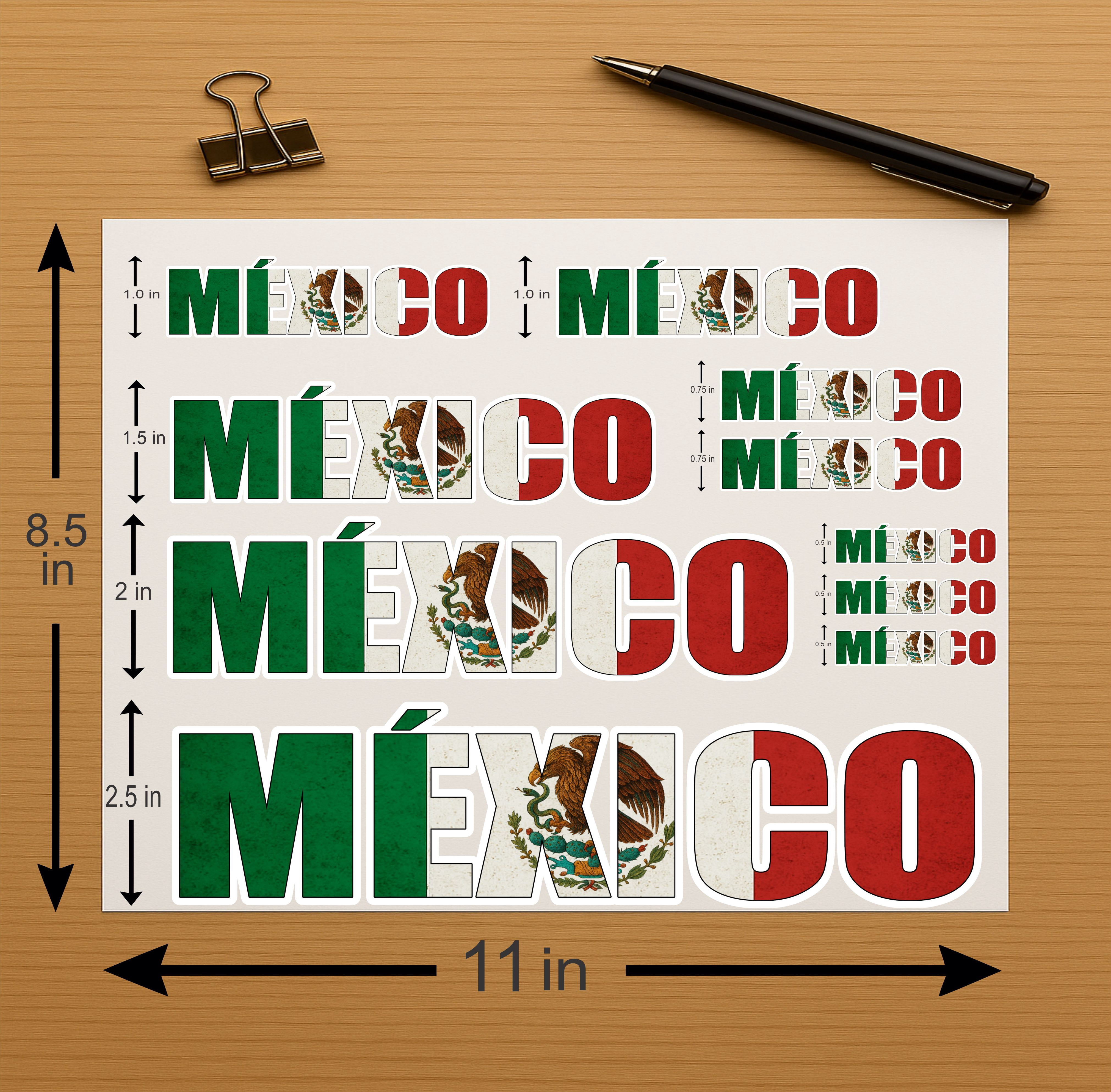 Mexico Flag Letters Vinyl Sticker Decal Set – Full Color, Laminated ...