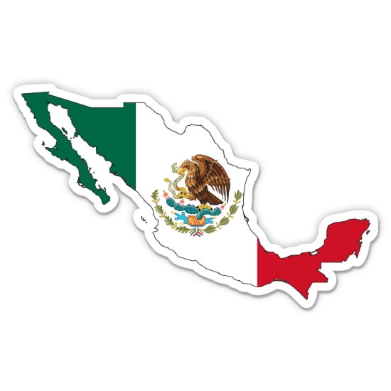 Mexico Flag Mexican Country Shape - 12" Vinyl Sticker Waterproof Decal ...