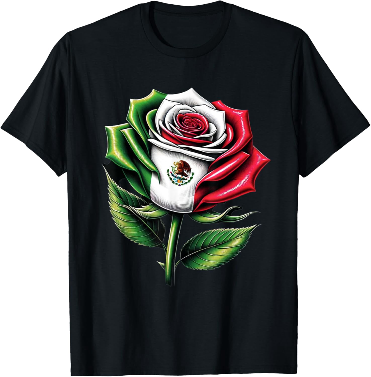 Mexico Flag Mexican Flower Patriotic Rose Mexico T-Shirt - Walmart.com