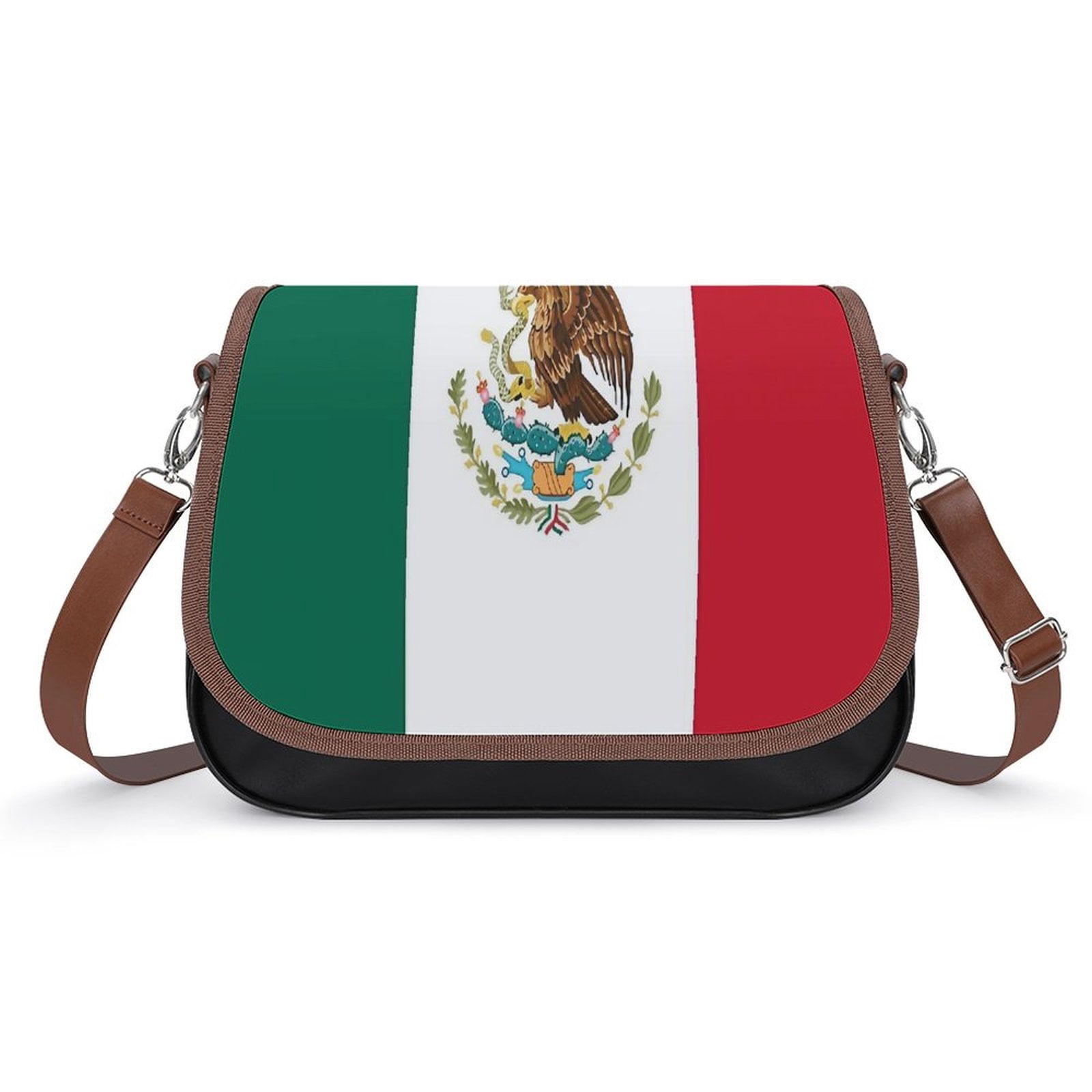 Mexico Flag Pu Leather Shoulder Bag Essential For Daily Travel Simple ...