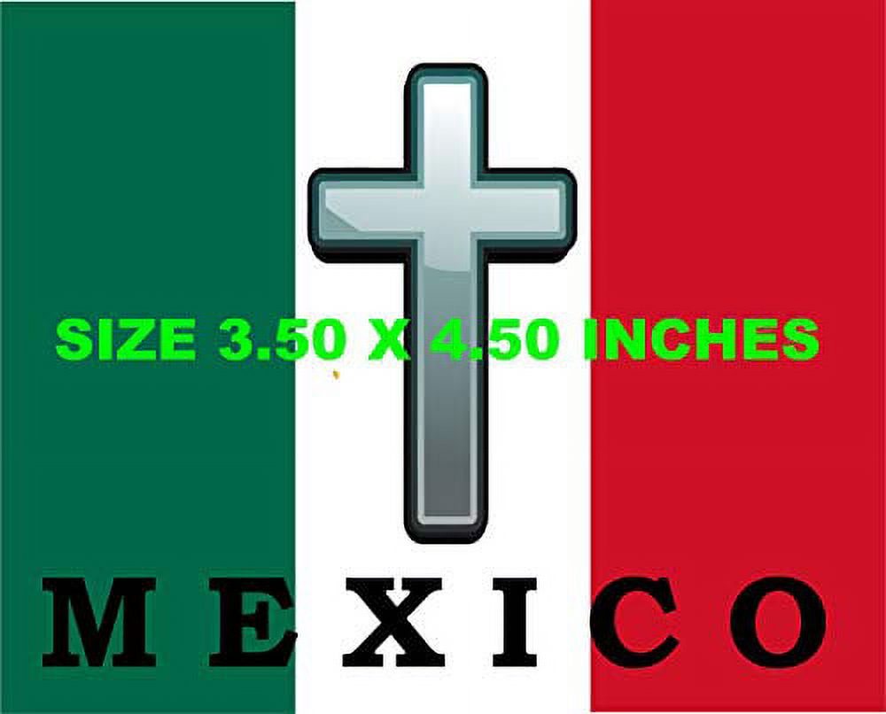 Mexico Flag Sticker(Pack of 2) Decal, Mexican Cross Symbol Flag - Walmart.com