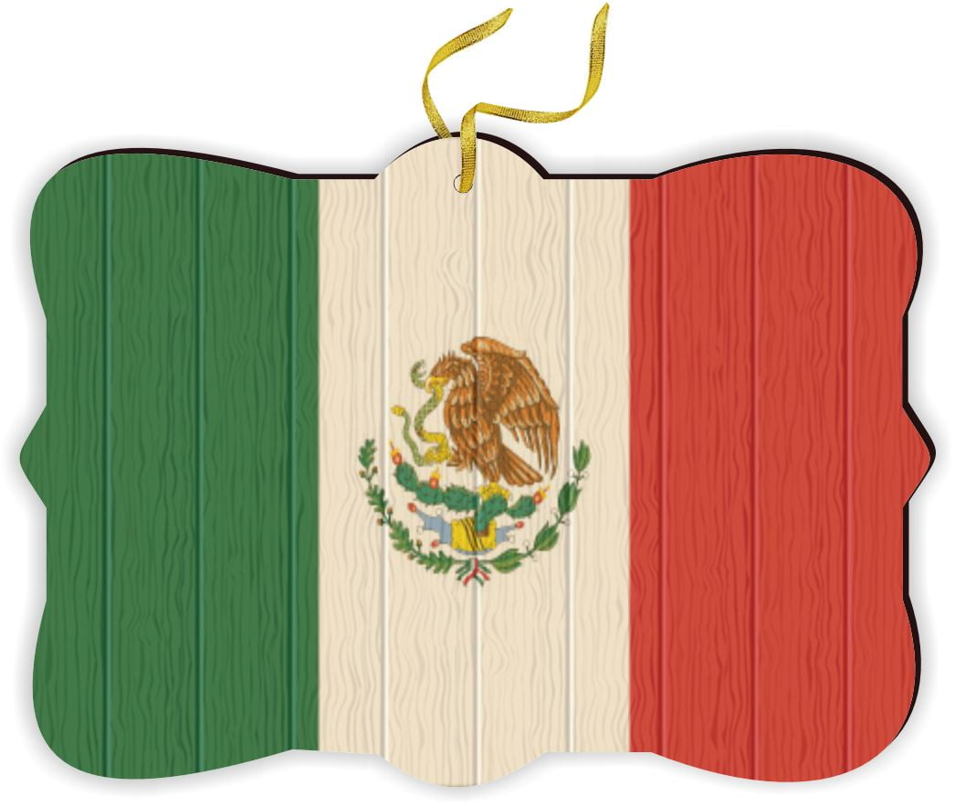 Mexico Flag on Wood Design - for Car Interior Rear View Mirror Hanger ...