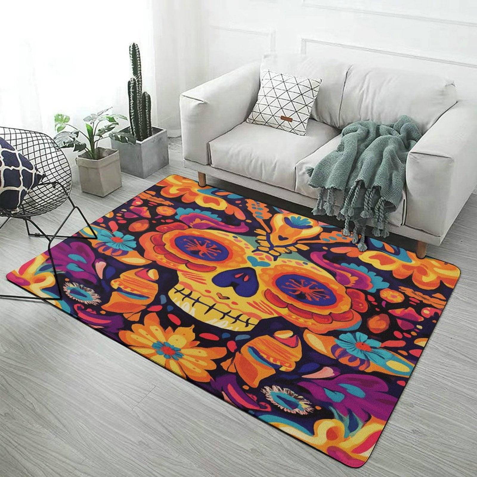 Mexico Flower Skulls Day Of The Dead (118) Carpet Style Living Room ...