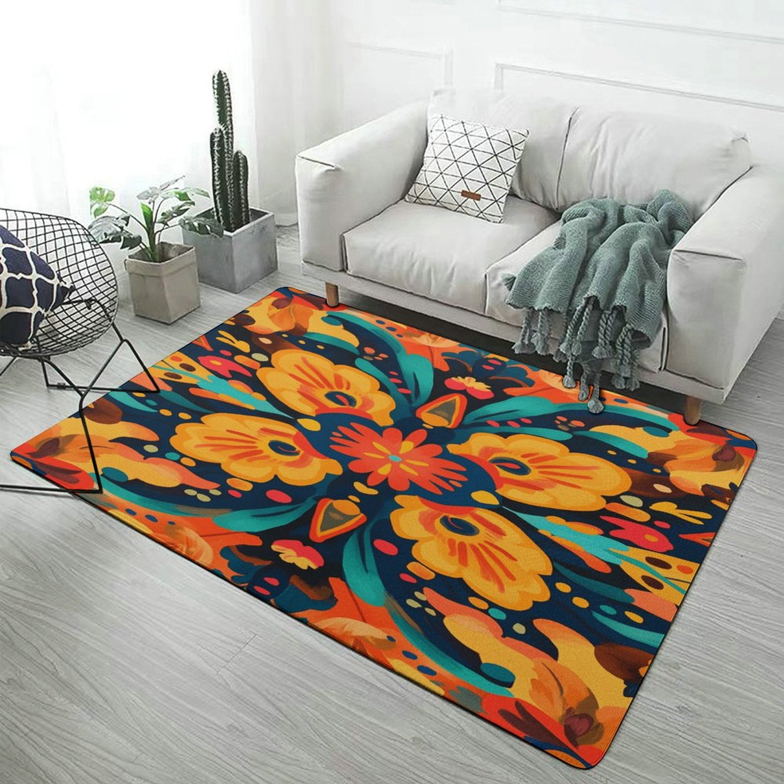 Mexico Flower Skulls Day Of The Dead (122) Carpet Style Living Room ...
