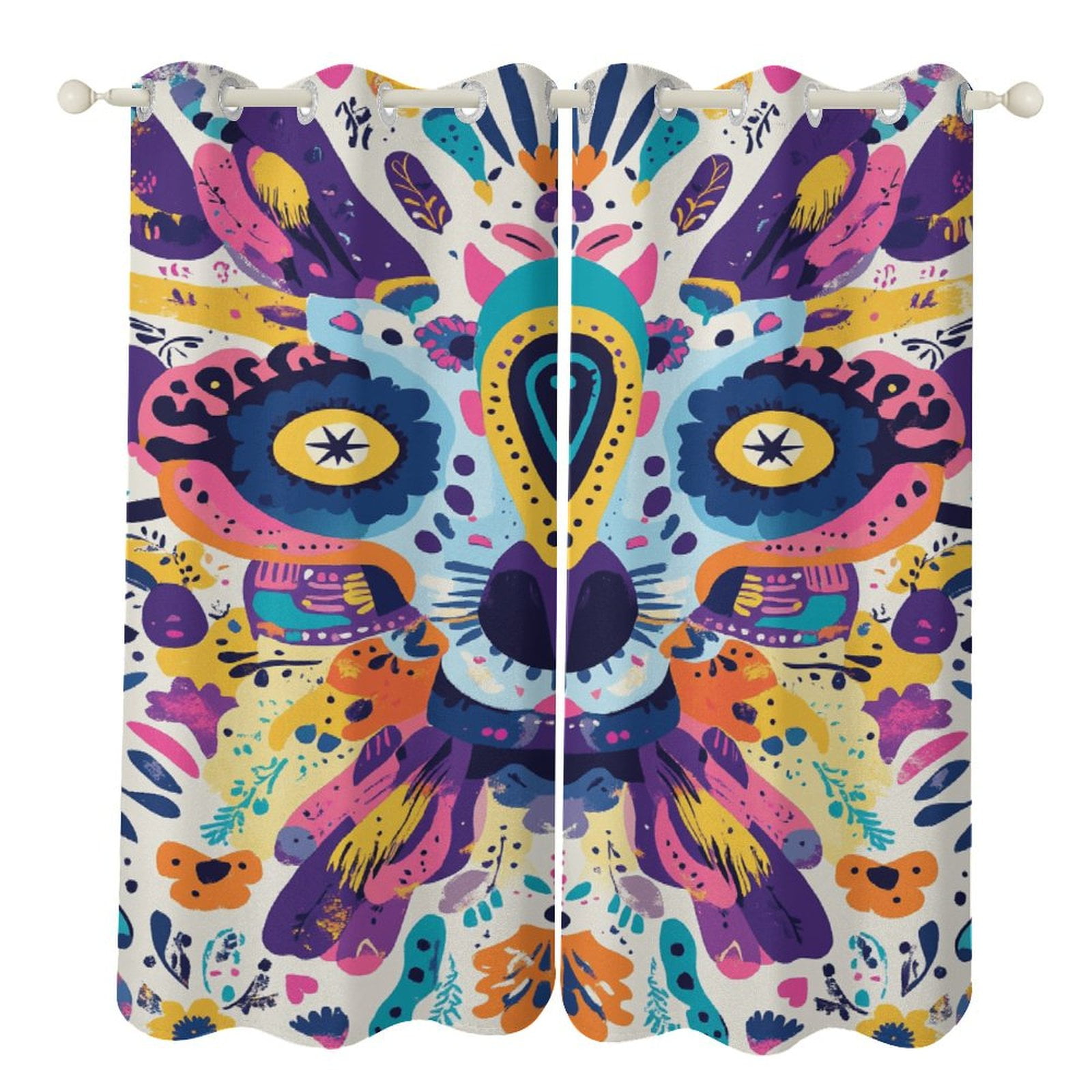 Mexico Flower Skulls Day Of The Dead (126) 2 Panels 3D Printing Pattern ...