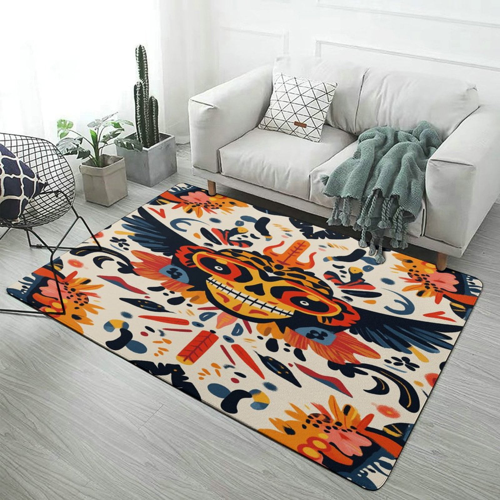 Mexico Flower Skulls Day Of The Dead (16) Carpet Rug for Home Living ...