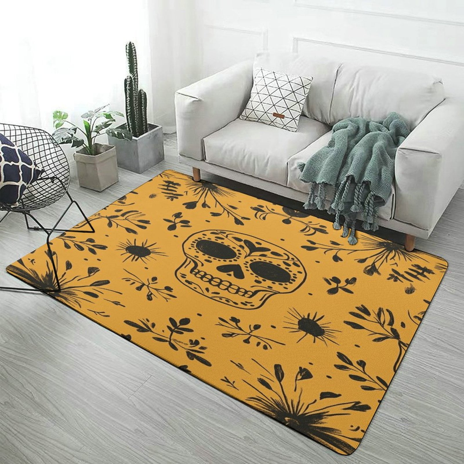Mexico Flower Skulls Day Of The Dead (26) Area Rugs Carpet Suitable for ...
