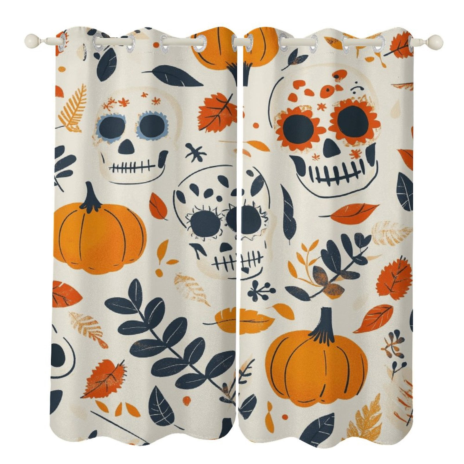 Mexico Flower Skulls Day Of The Dead (35) 2 Panels Curtains for Bedroom ...