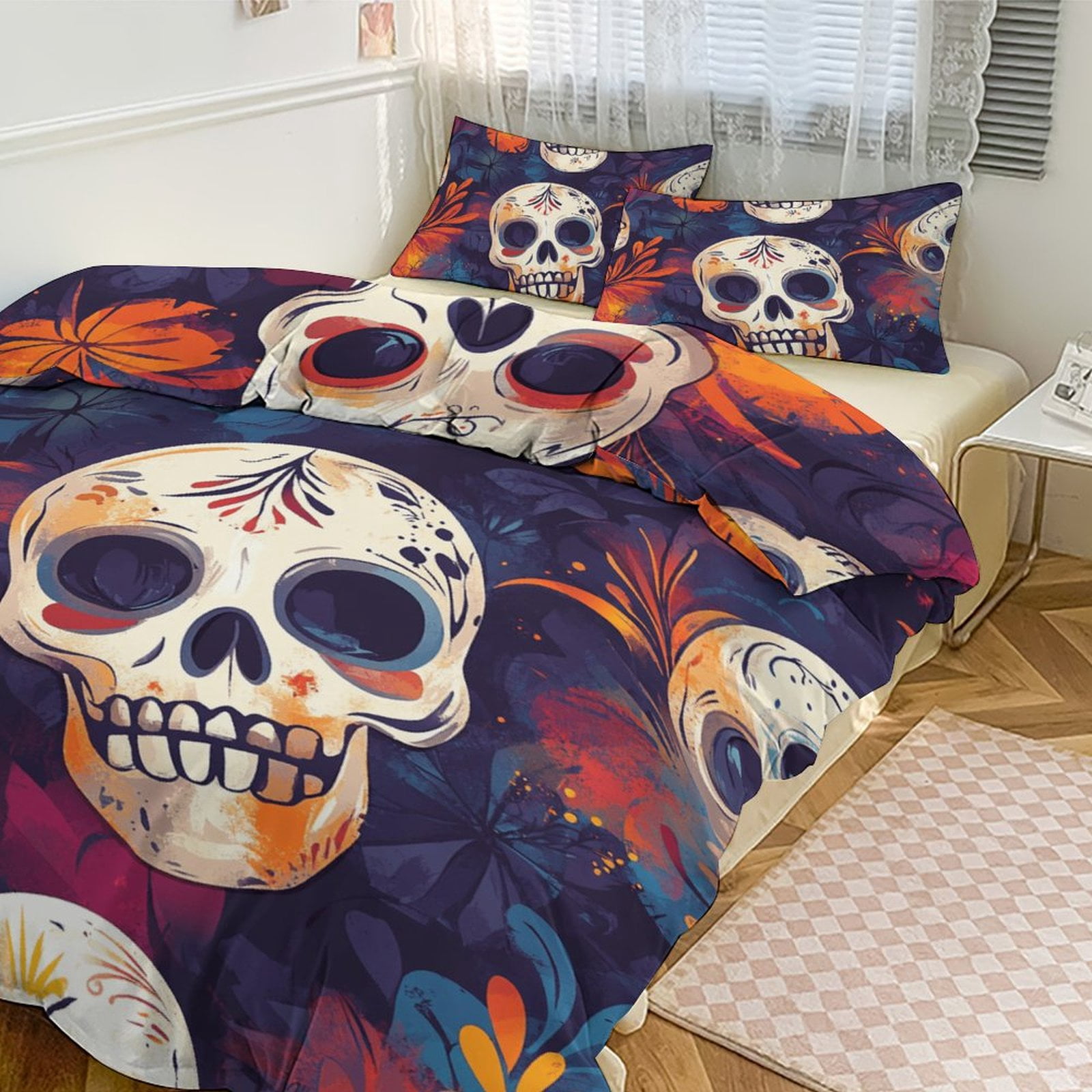 Mexico Flower Skulls Day Of The Dead (39) 3D Duvet Cover Set Quilt ...