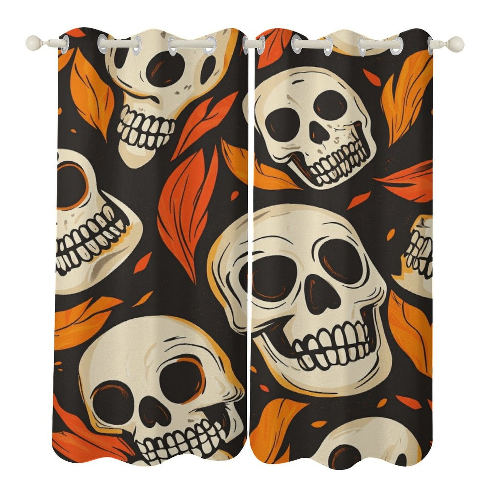 Mexico Flower Skulls Day Of The Dead (42) 2 Panels 3D Printing Pattern Curtain for Bedroom ...