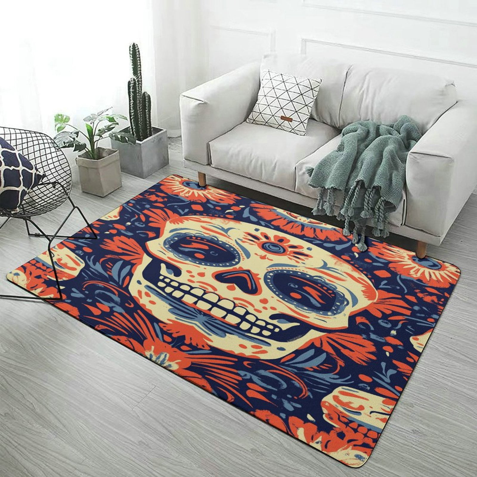 Mexico Flower Skulls Day Of The Dead (7) Carpet Style Living Room ...