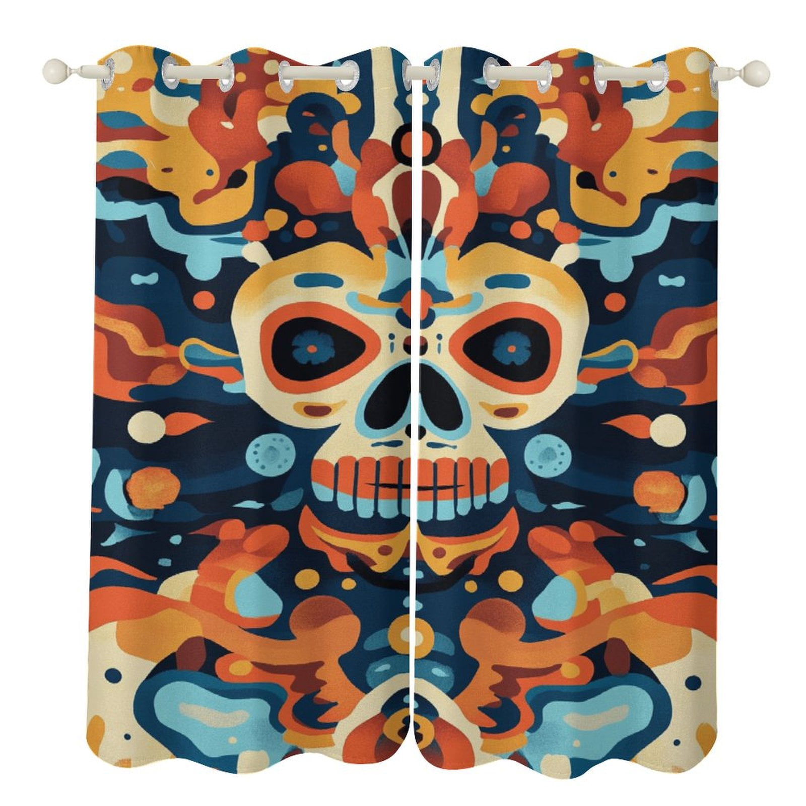 Mexico Flower Skulls Day Of The Dead (74) Blackout Window Curtains for ...