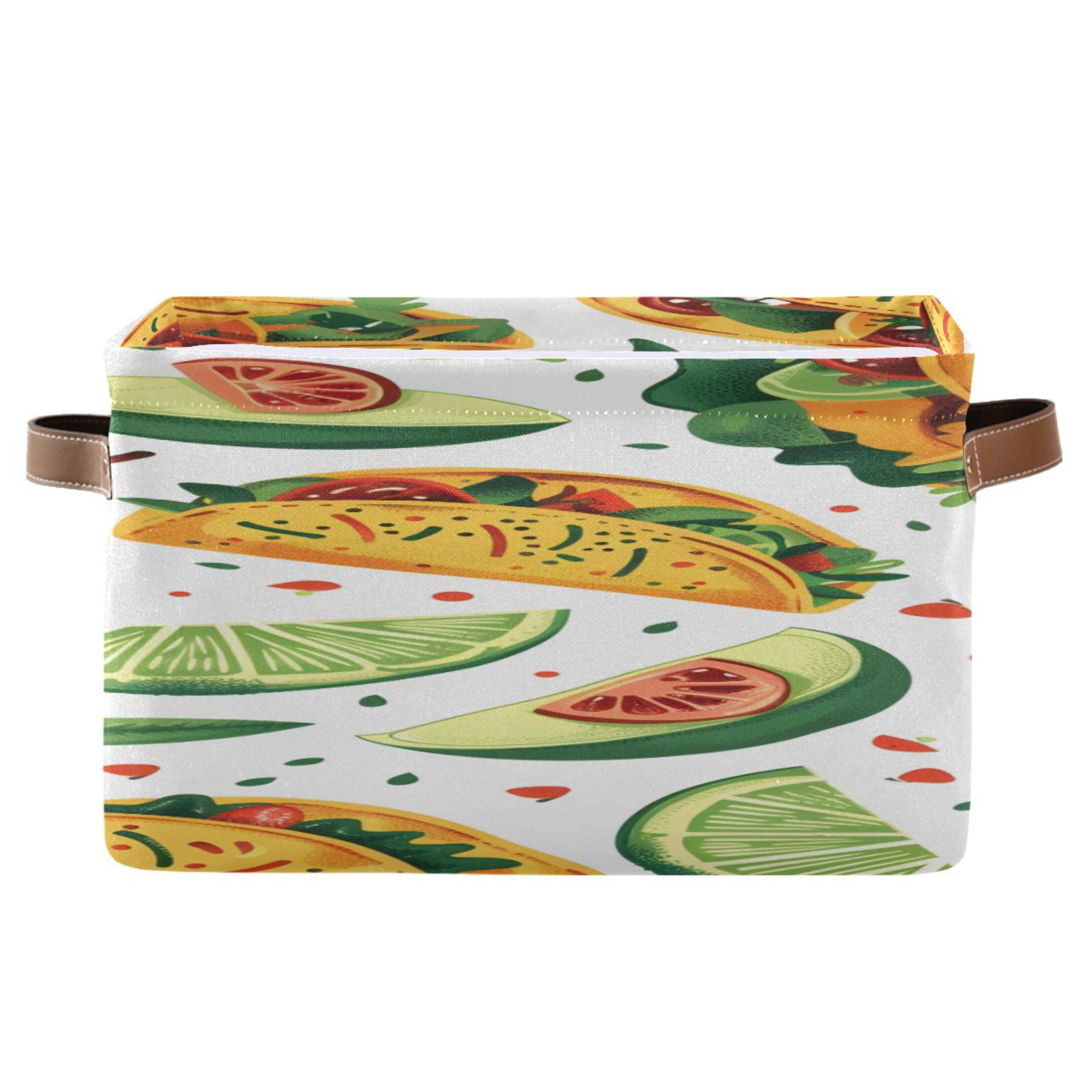 Mexico Food Tacos Chili Lemons Square Storage Bins with Handles ...