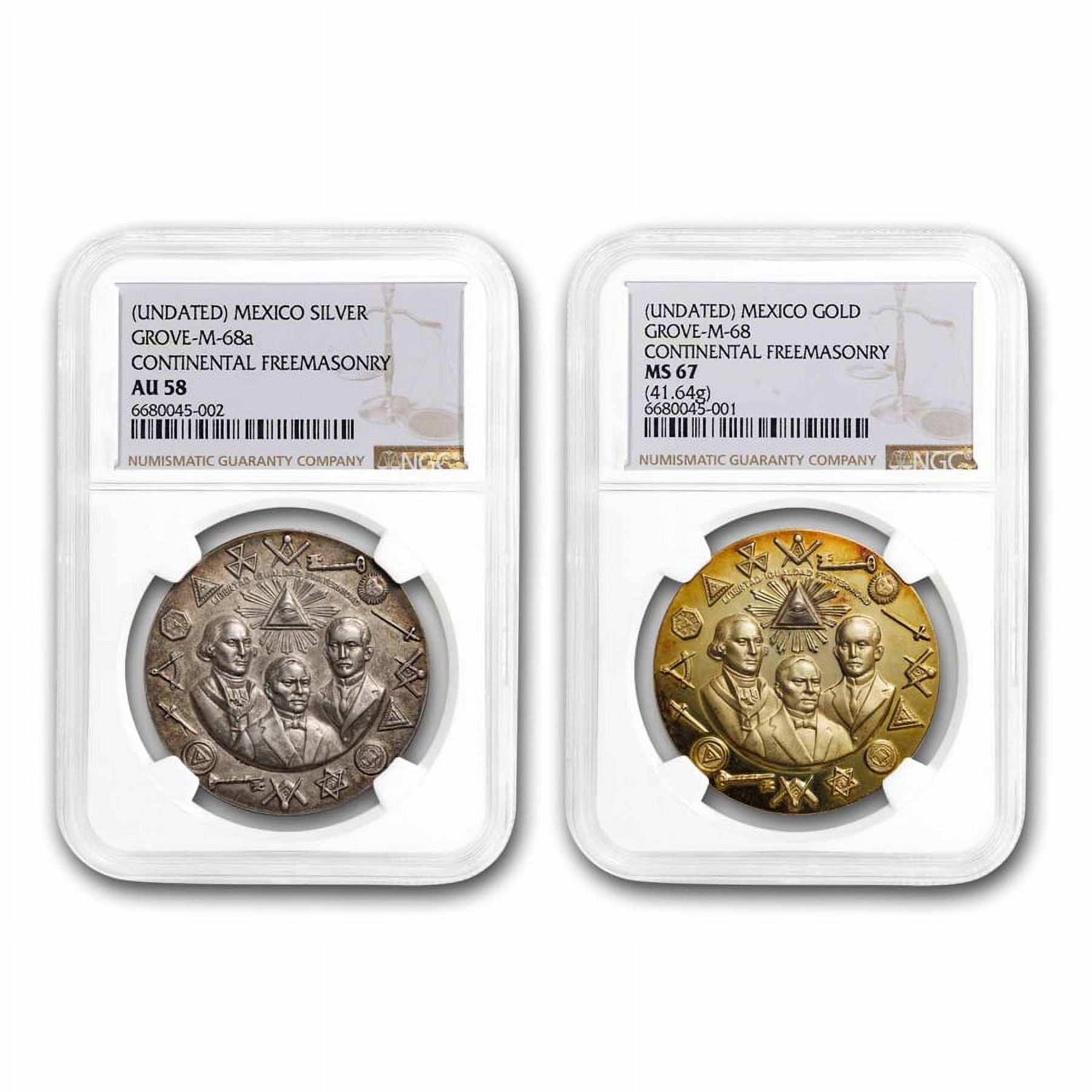 Mexico Gold Medallic Set Continental Freemasonry NGC (Grove-M 68 ...