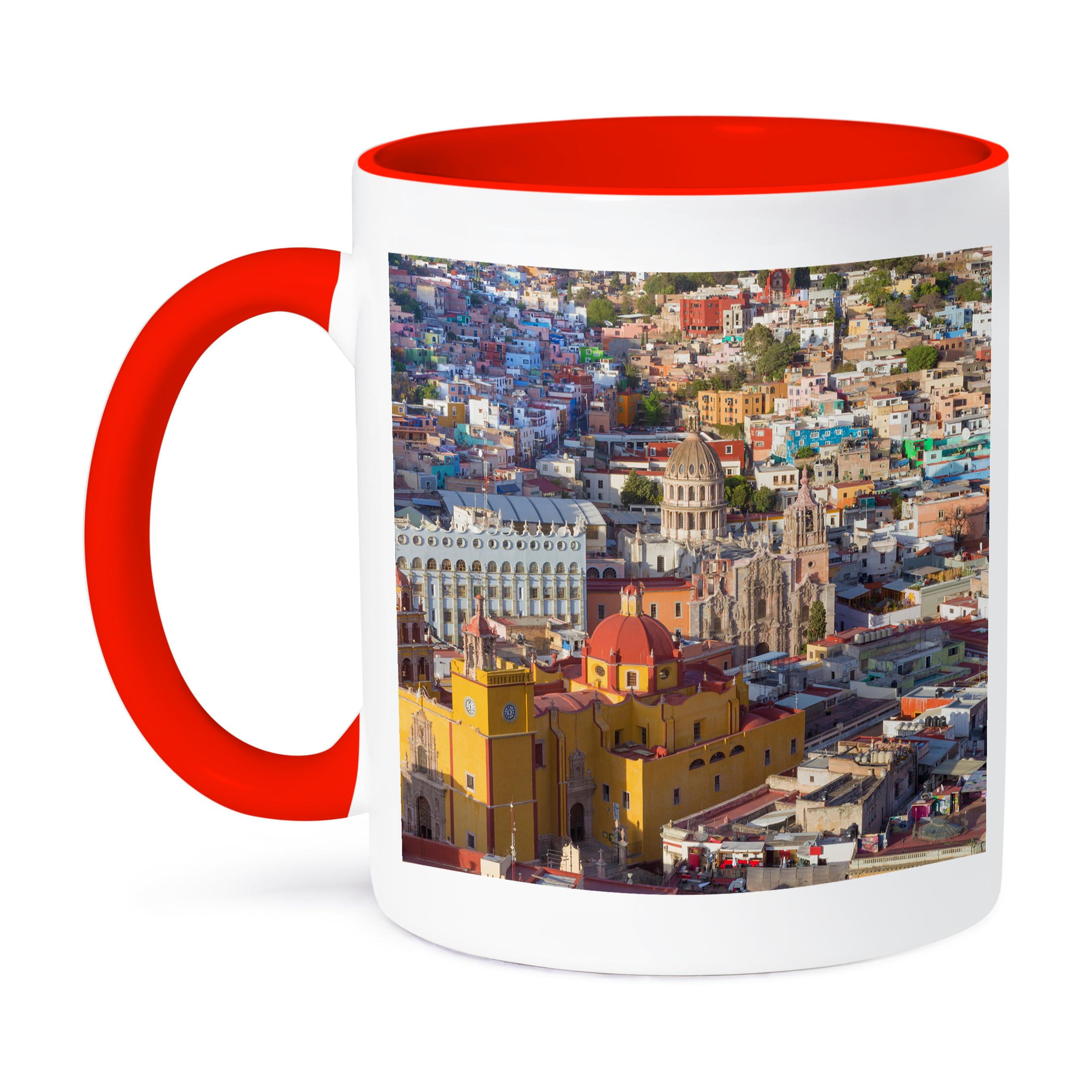 Mexico, Guanajuato. Overview Of City., 11oz Two-Tone Red Mug - Walmart.com