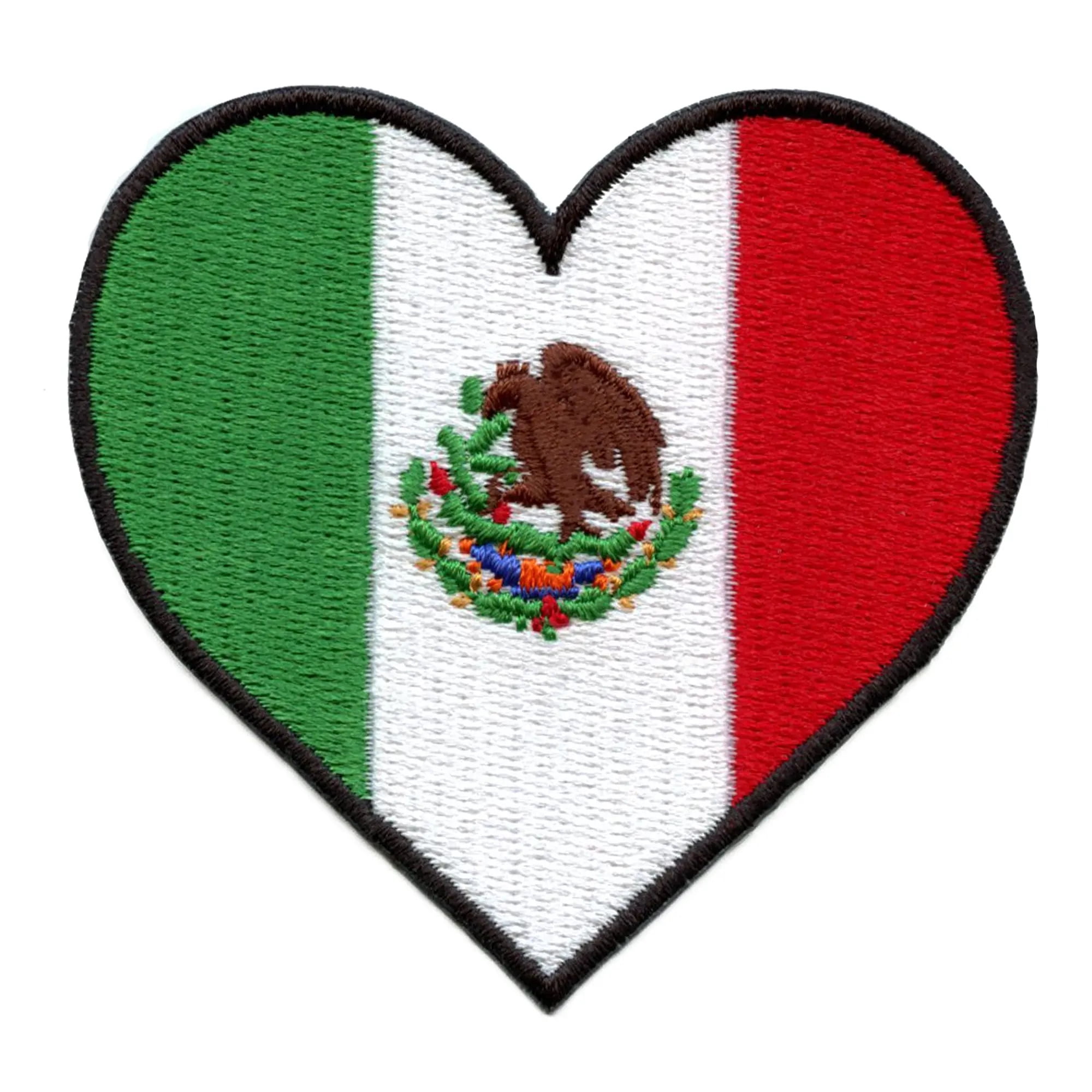 Mexico Heart Flag Patch Country Raza Chicano Embroidered Iron On ...