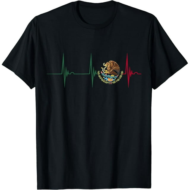 Mexico Heartbeat EKG Pulse Mexican Pride Emblem Mexico Flag T-Shirt - Walmart.com