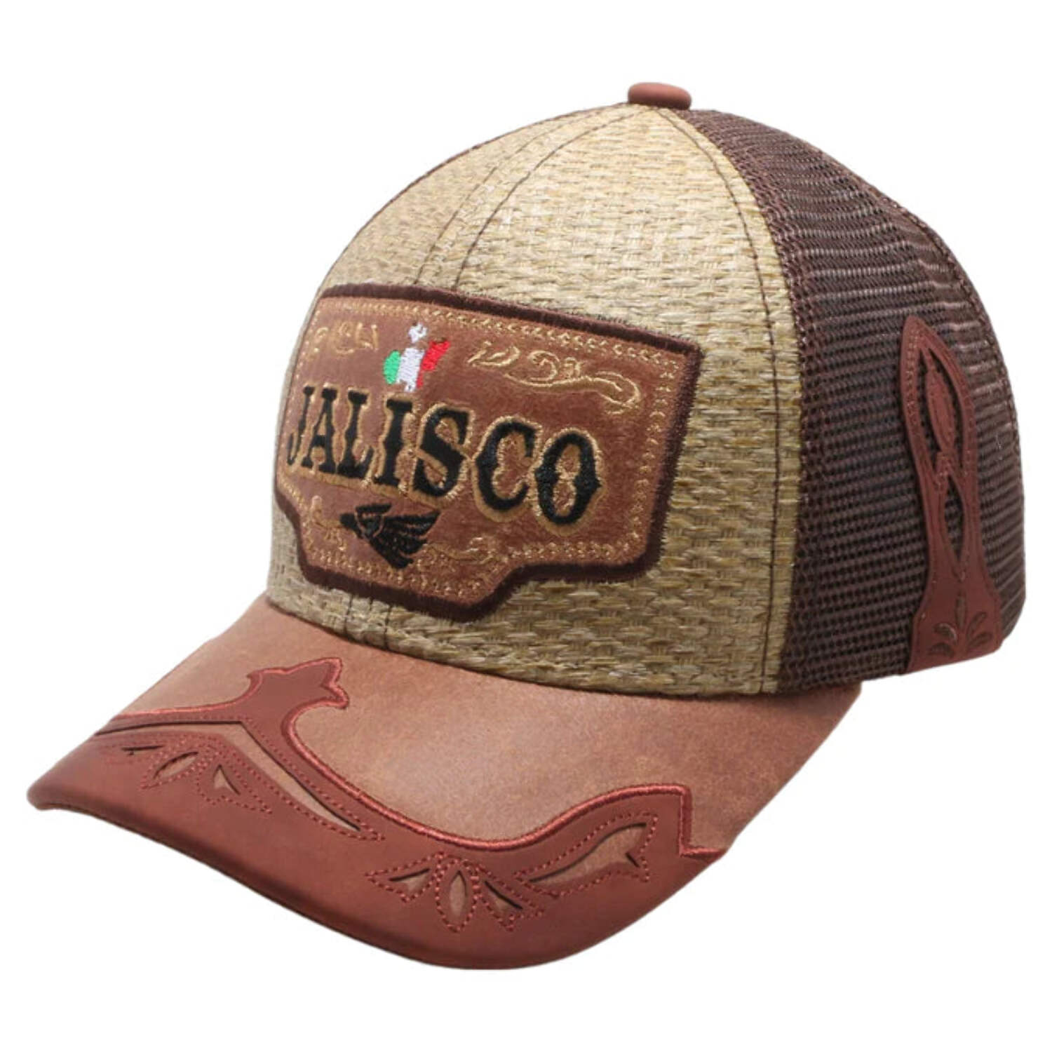 Mexico Jalisco State Straw Fablic Trucker Brown Cap Hat - Walmart.com