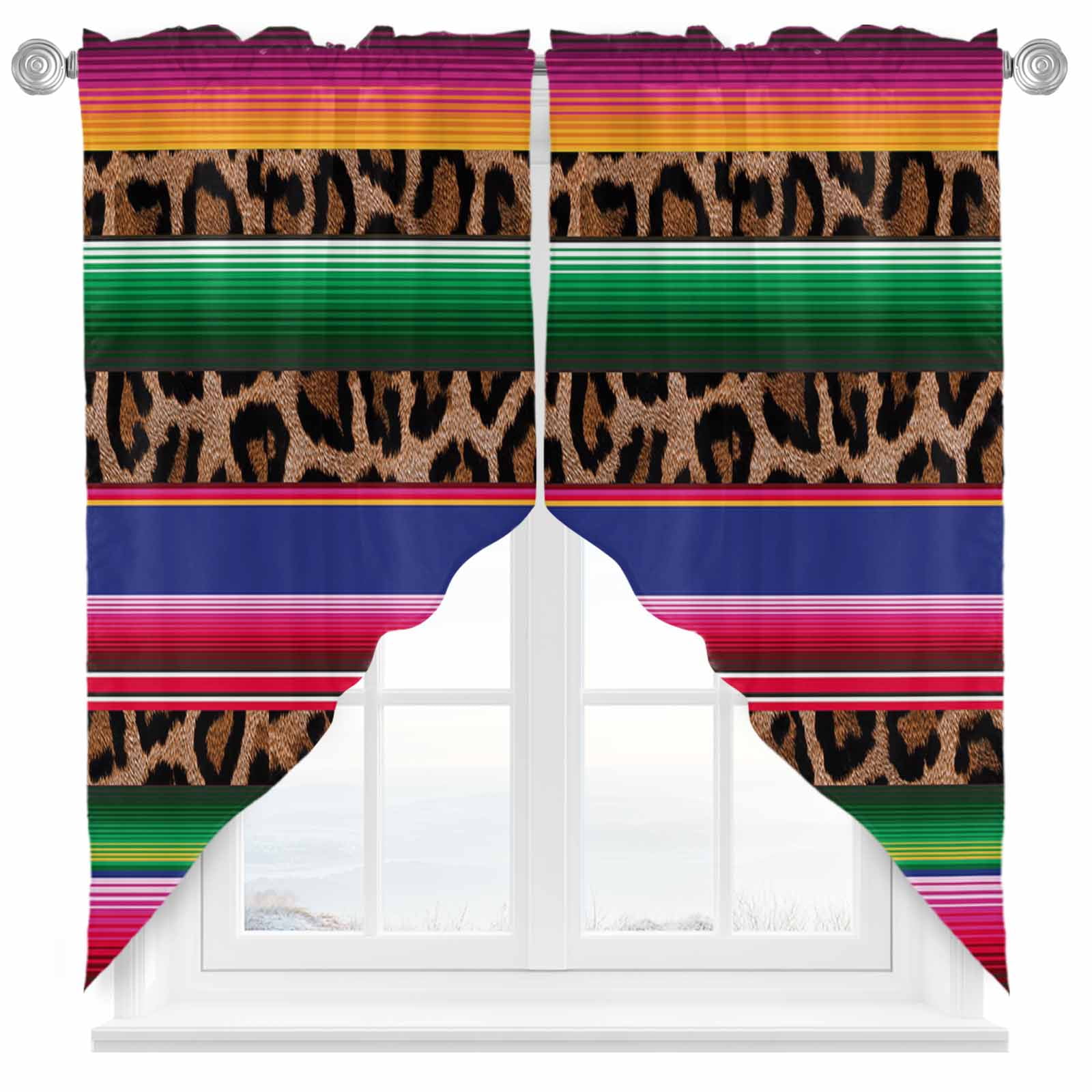 Mexico Leopard Swag Valances for Windows 2 Pack Print Swag Kitchen ...