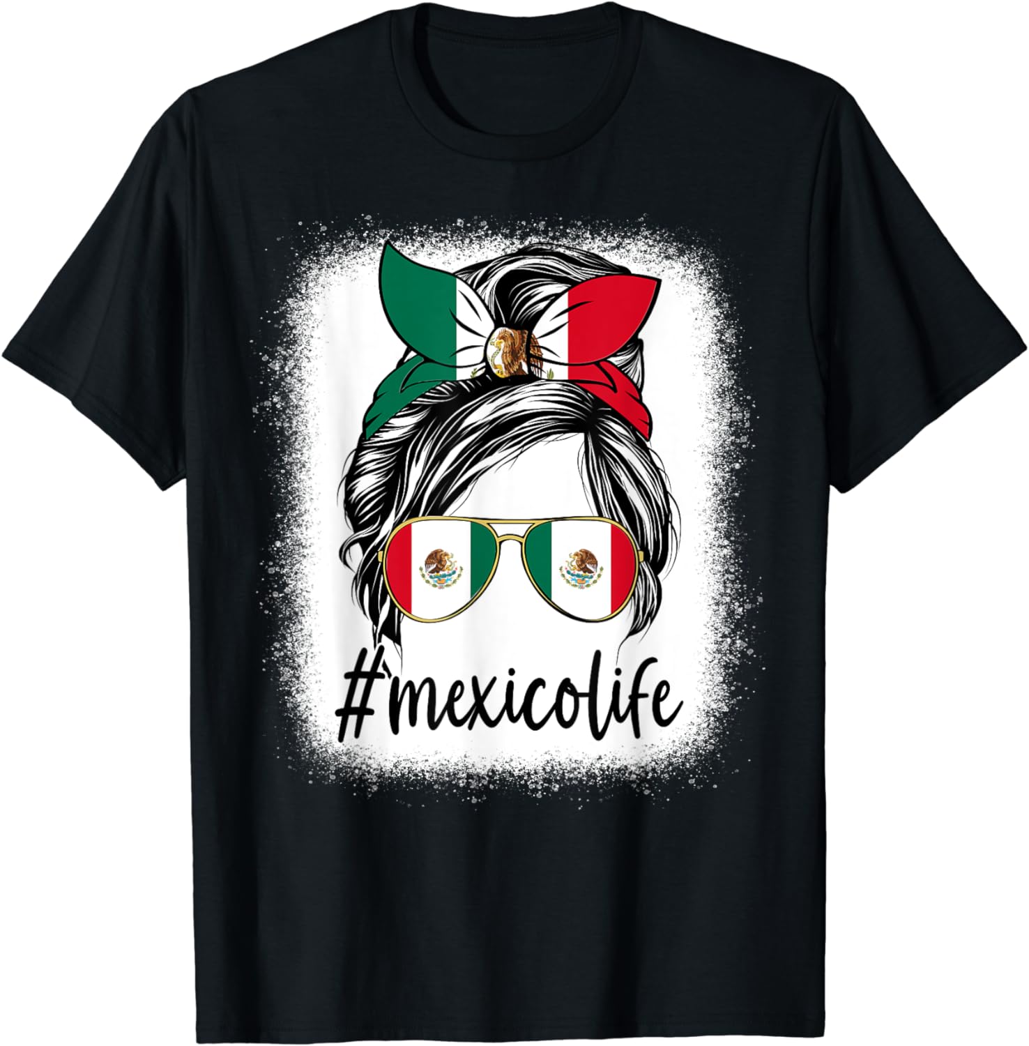 Mexico Life Mexico Messy Bun Mexican Flag Hispanic Heritage T-Shirt - Walmart.com