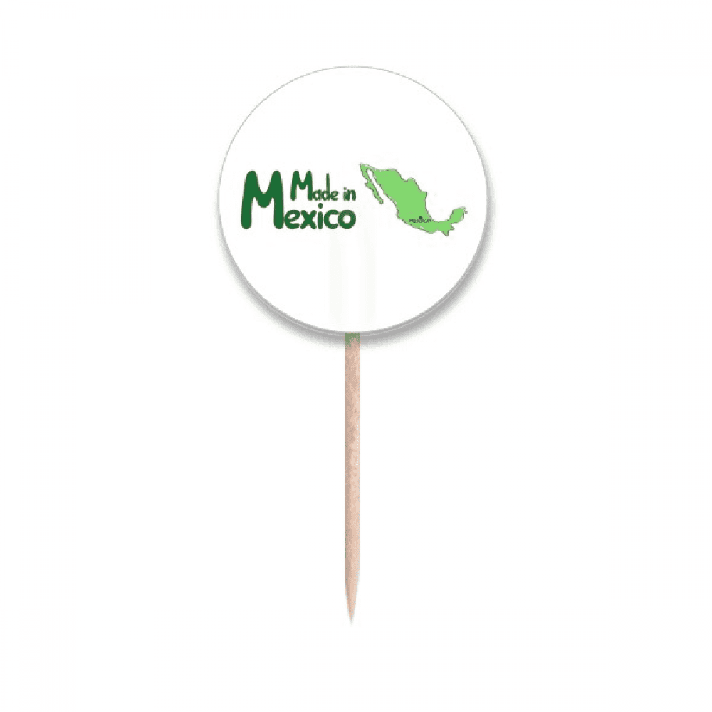 Mexico Map Country Style Mexican Toothpick Flags Round Labels Party ...