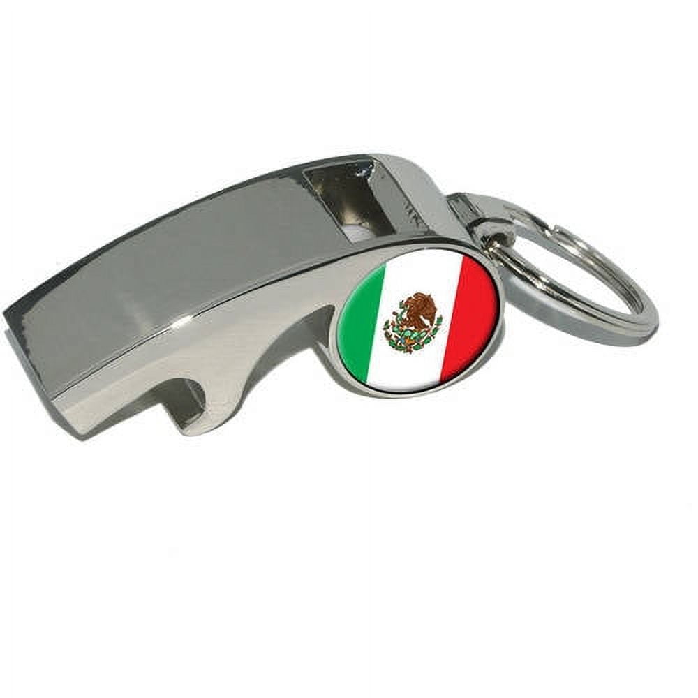 Mexico Mexican Flag, Plated Metal Whistle Bottle Opener Keychain Key ...