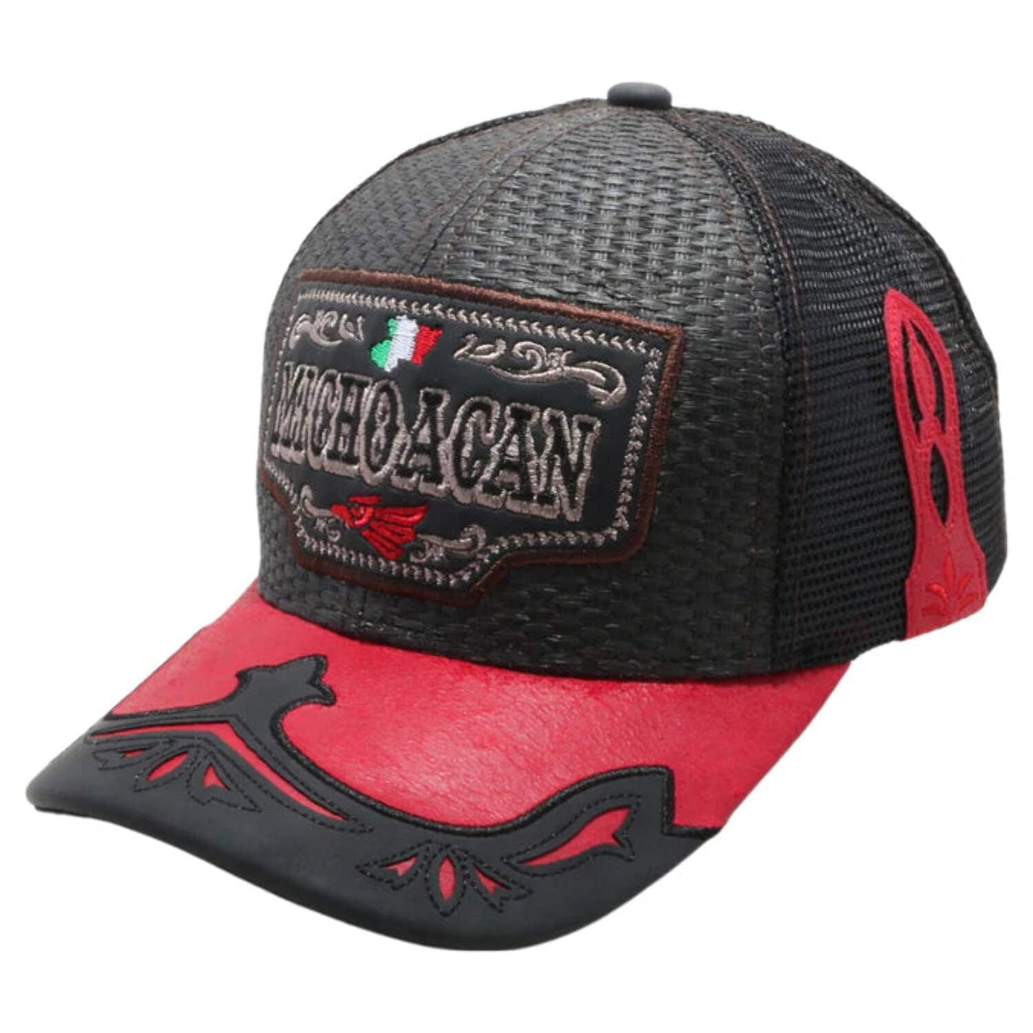 Mexico Michoacan State Straw Fablic Trucker Black Cap Hat - Walmart.com