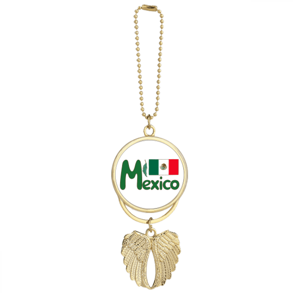 Mexico National Flag Green Pattern Car Keychain Angel Wing Pendant ...