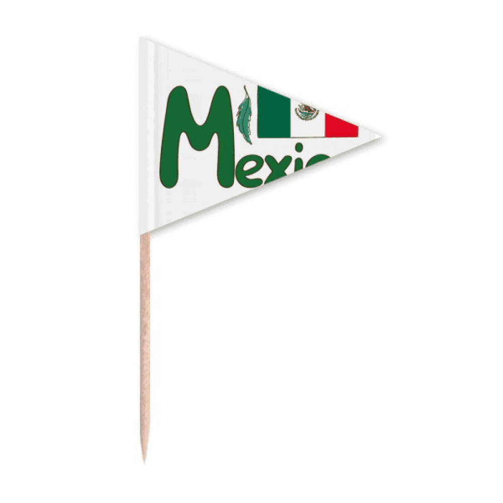 Mexico National Flag Green Pattern Toothpick Triangle Cupcake Toppers ...