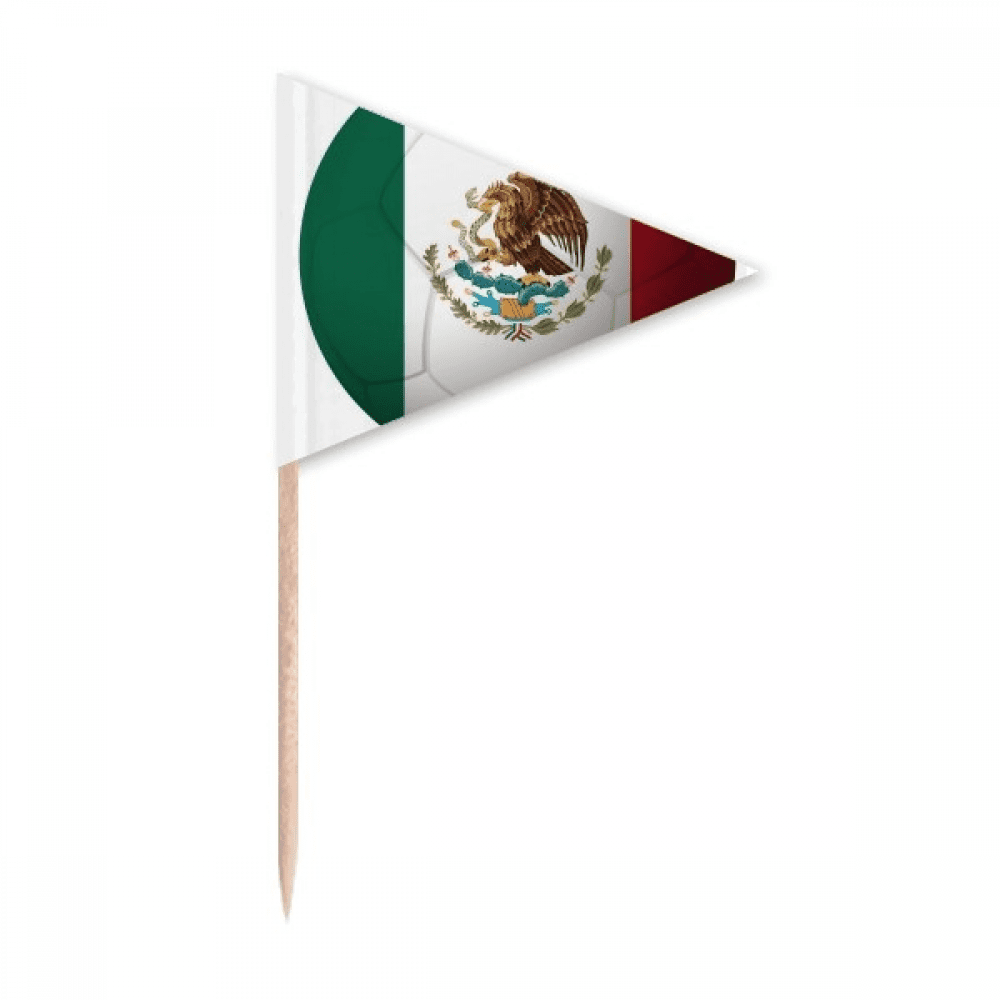 Mexico National Flag Soccer Football Toothpick Triangle Cupcake Toppers ...