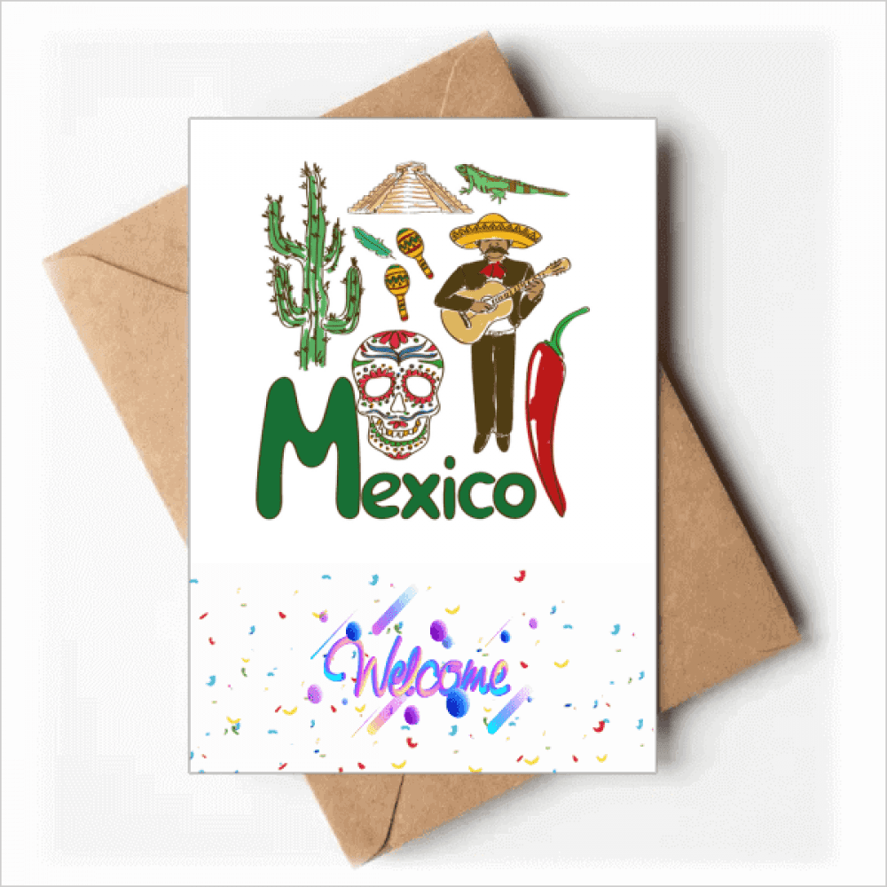 Mexico National symbol Landmark Pattern Welcome Back Greeting Cards ...