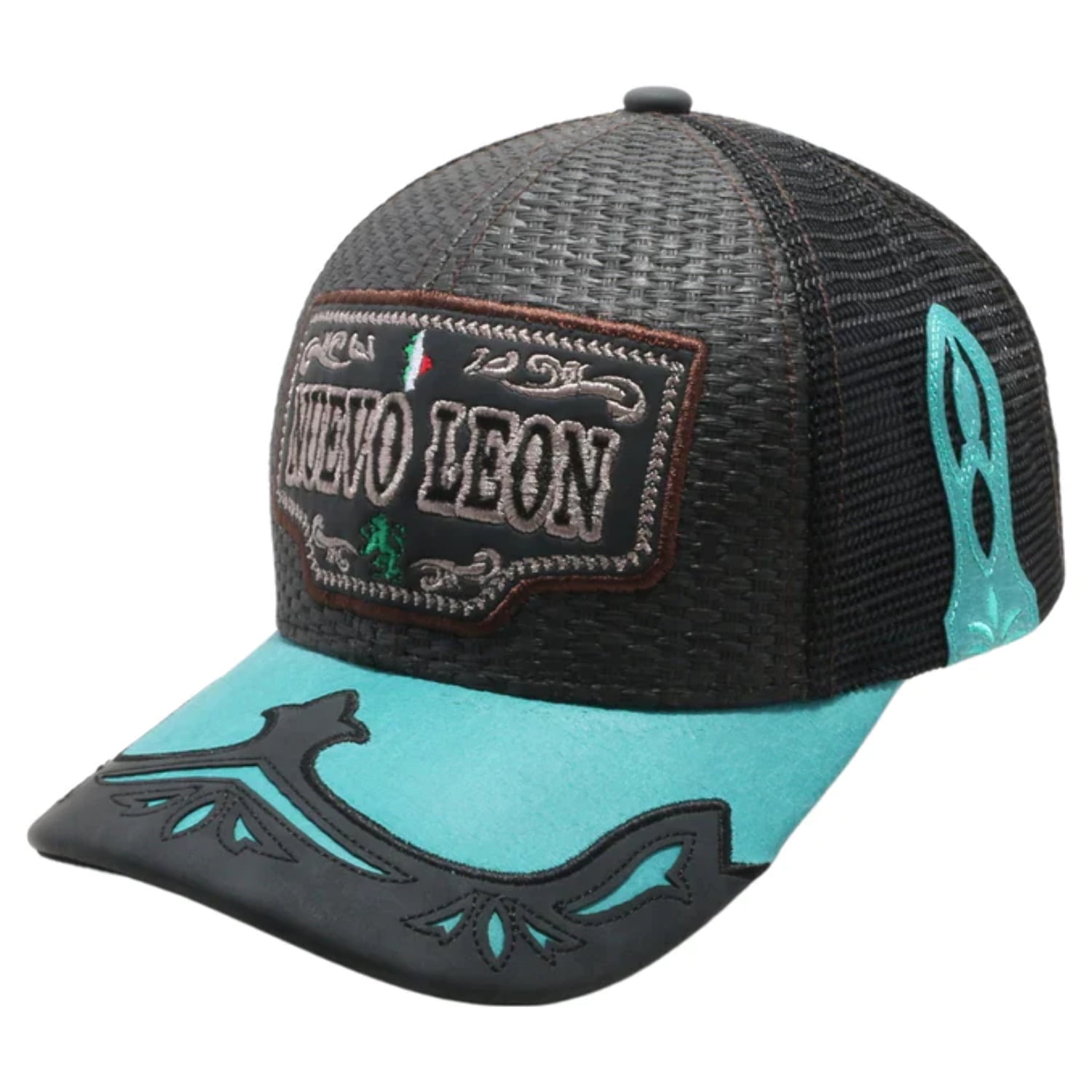 Mexico Nuevo Leon State Straw Fablic Trucker Black Cap Hat - Walmart.com