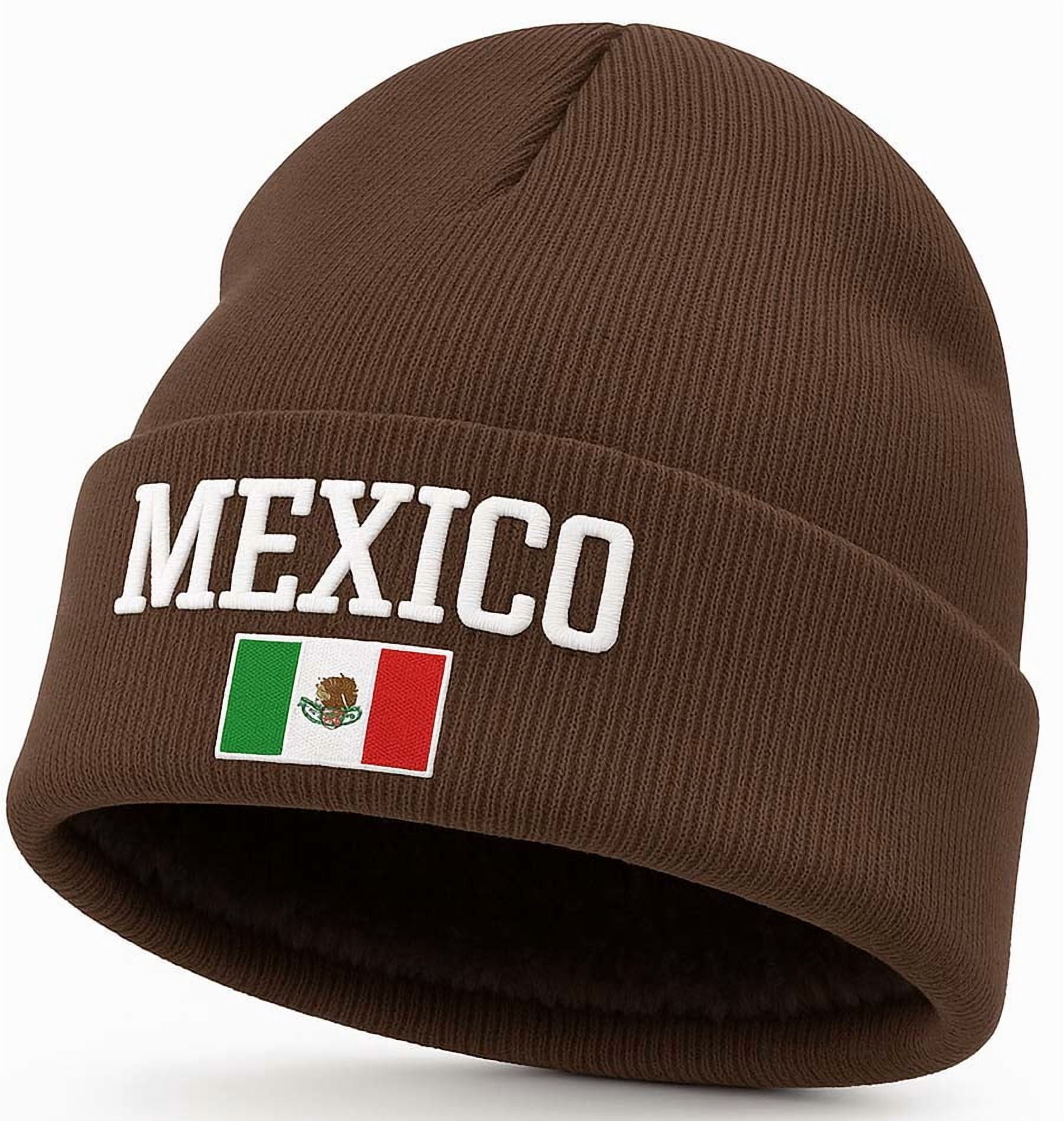 Mexico Pride Beanie Hat – Winter Skullie Cap with Flag Logo and Faux ...