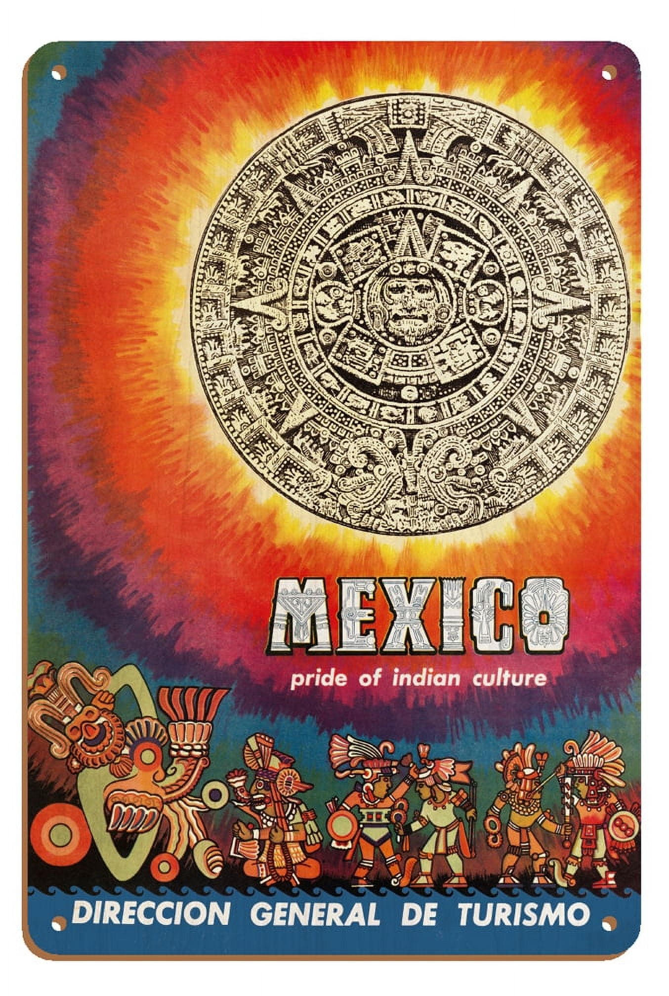 Mexico - Pride of Indian Culture - Aztec Tablet and Warriors - Vintage ...