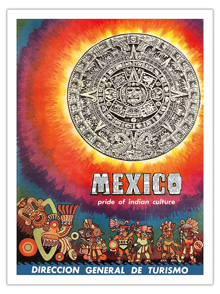 Mexico - Pride of Indian Culture - Aztec Tablet and Warriors - Vintage ...