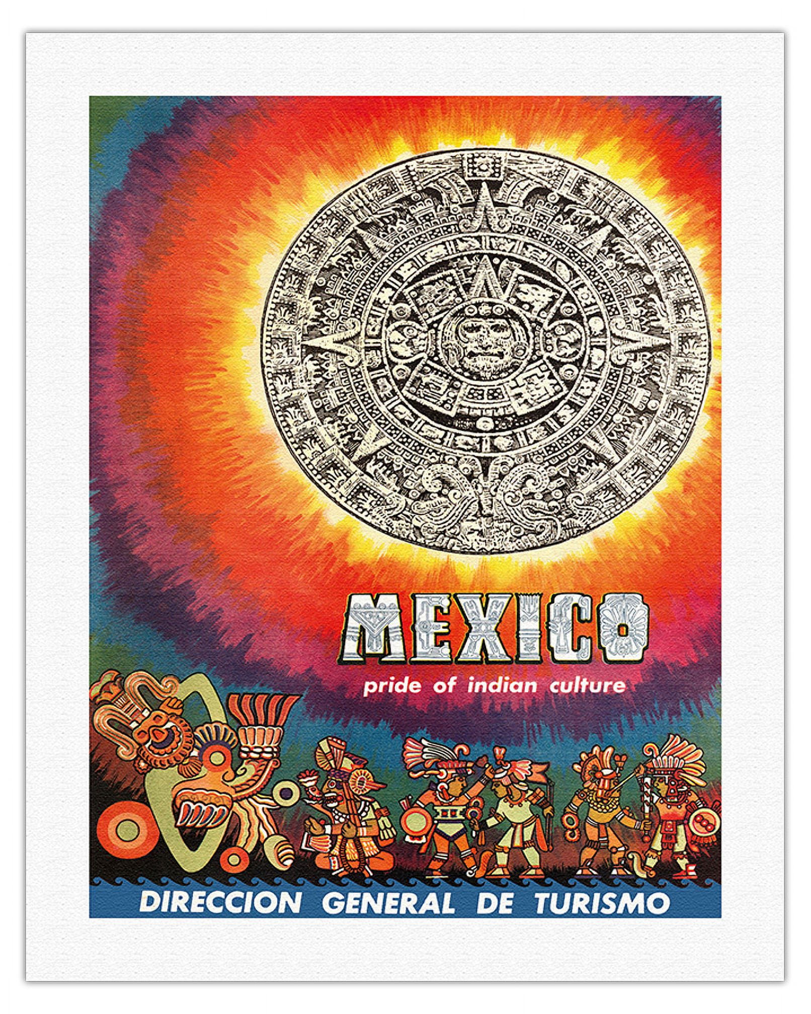 Mexico - Pride of Indian Culture - Aztec Tablet and Warriors - Vintage ...