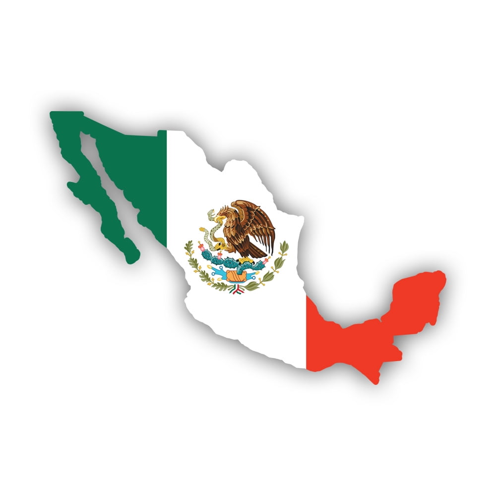 Mexico Shaped Mexican Flag Sticker Decal - Self Adhesive Vinyl ...