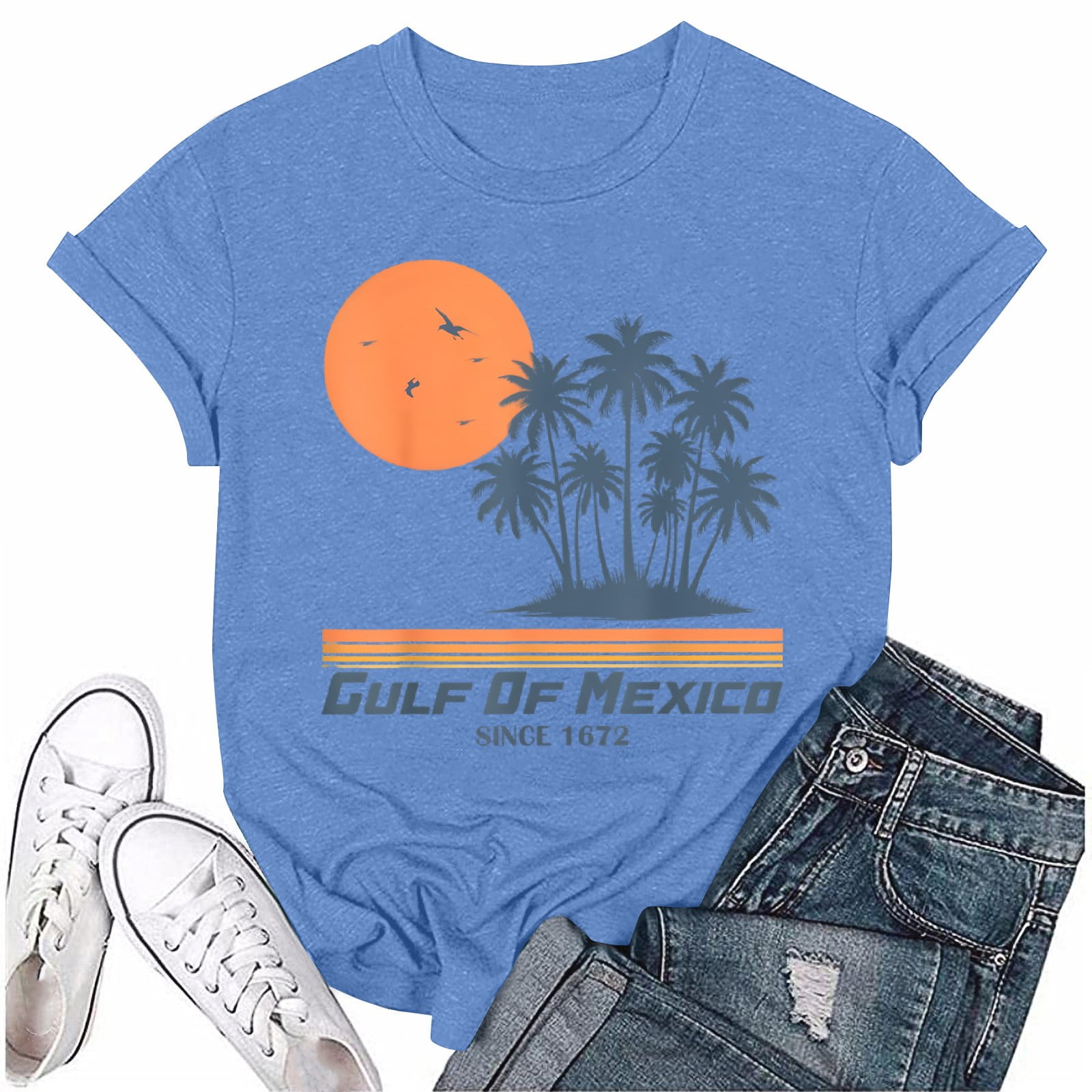 Mexico Shirt: Gulf of Mexico Sunset Design Blue L - Walmart.com
