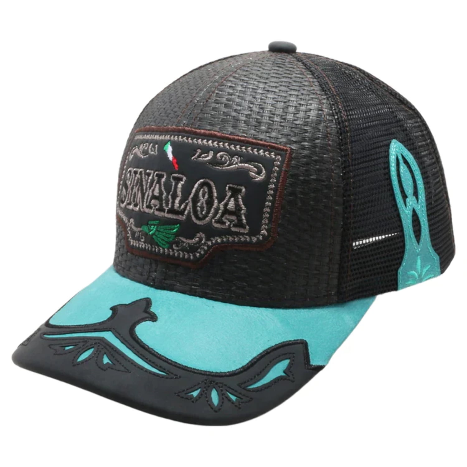 Mexico Sinaloa State Straw Fablic Trucker Black Cap Hat - Walmart.com
