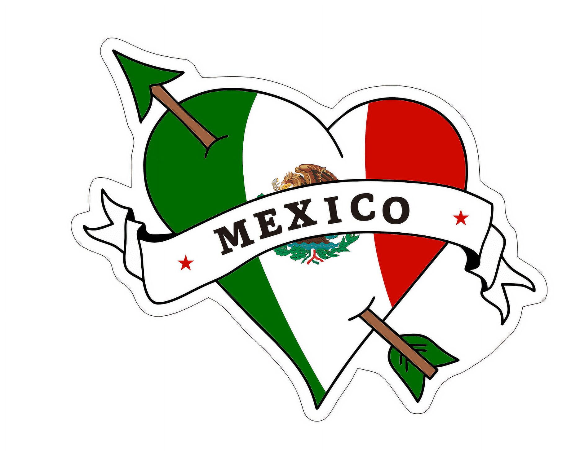 Mexico Sticker with Heart Shaped Vinyl Adhesive, Love Mexico Fiesta, Mexican Art Die Cut Decal ...