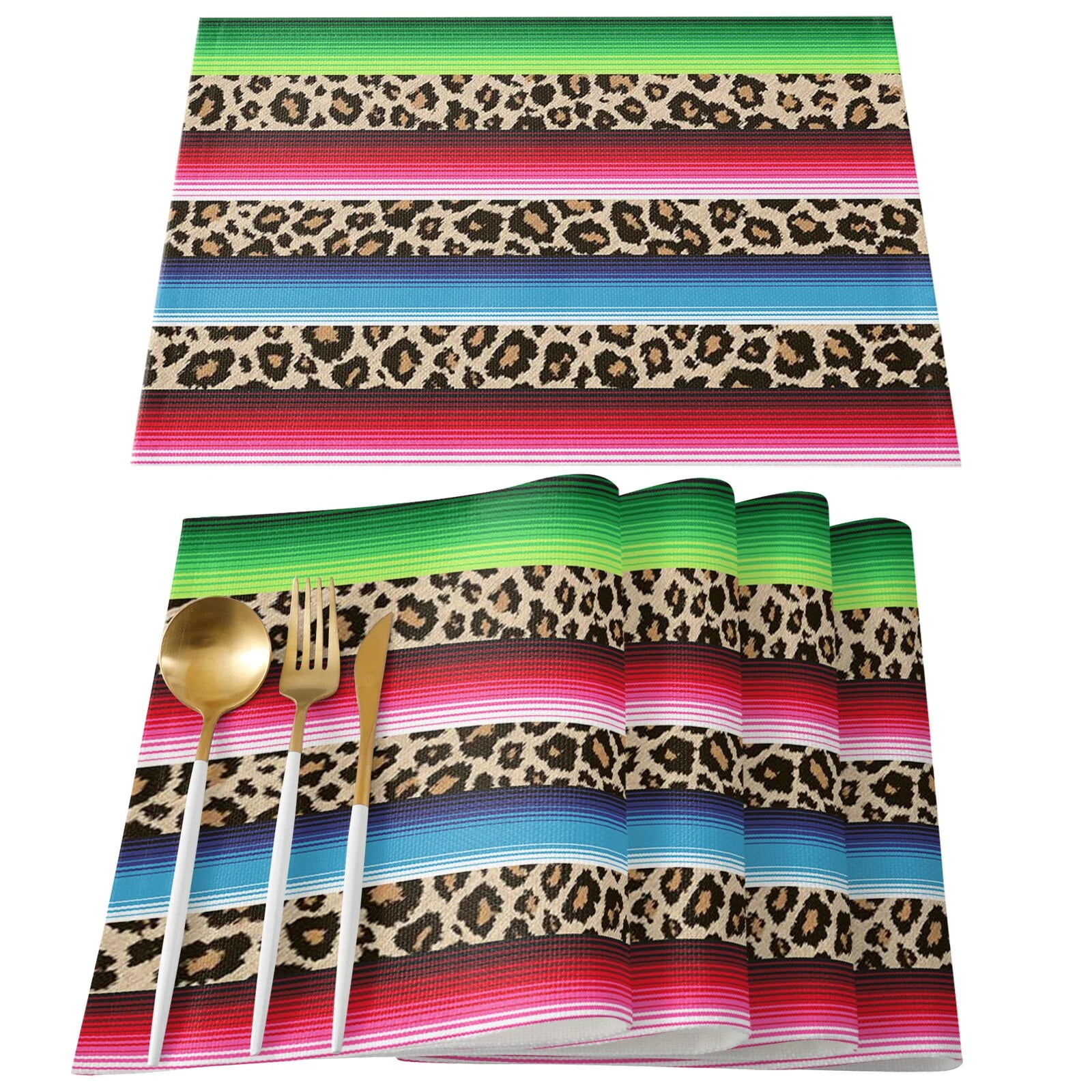 Mexico Stripes Animal Skin Texture Table Mat Wedding Holiday Party ...